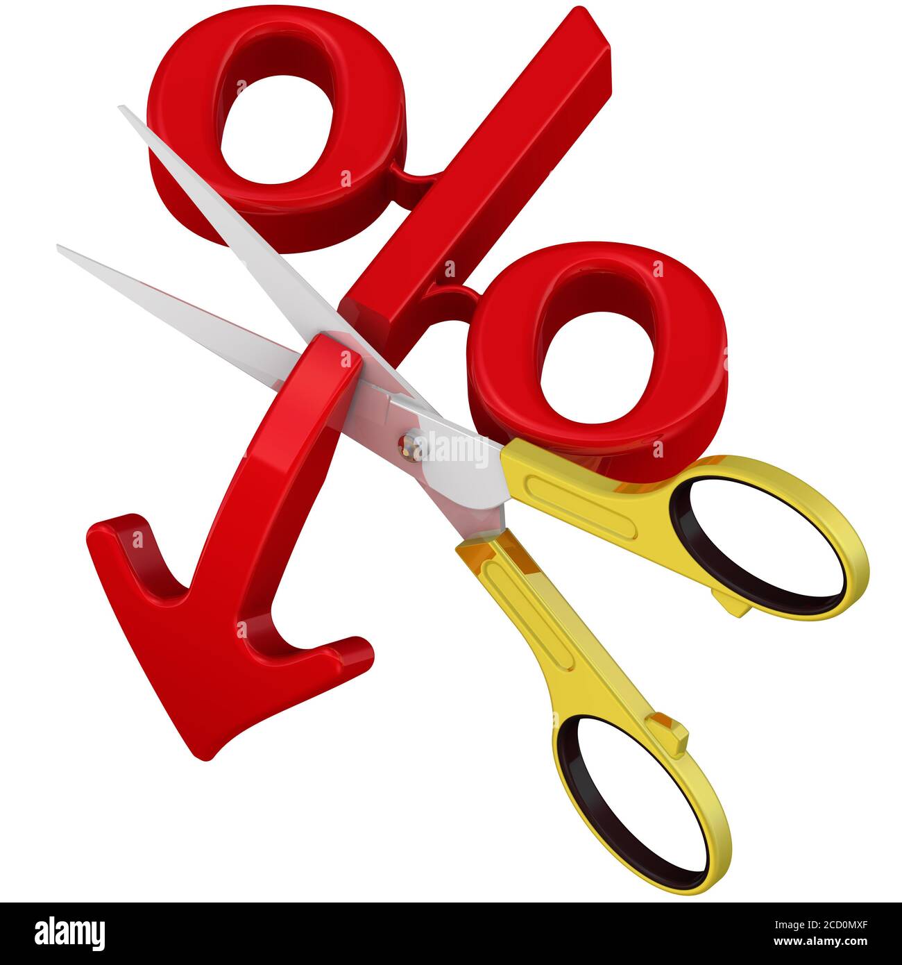 Stop falling percentage. Scissors cut the arrow pointing downward at ...