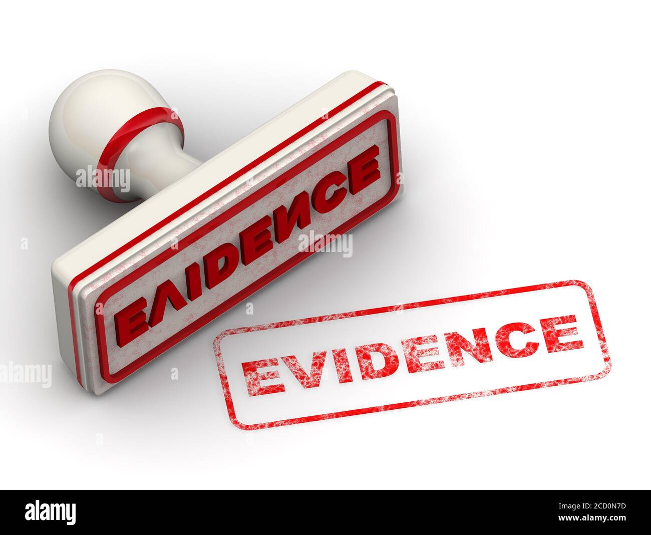 Evidence. The stamp and an imprint. White seal and red imprint with ...