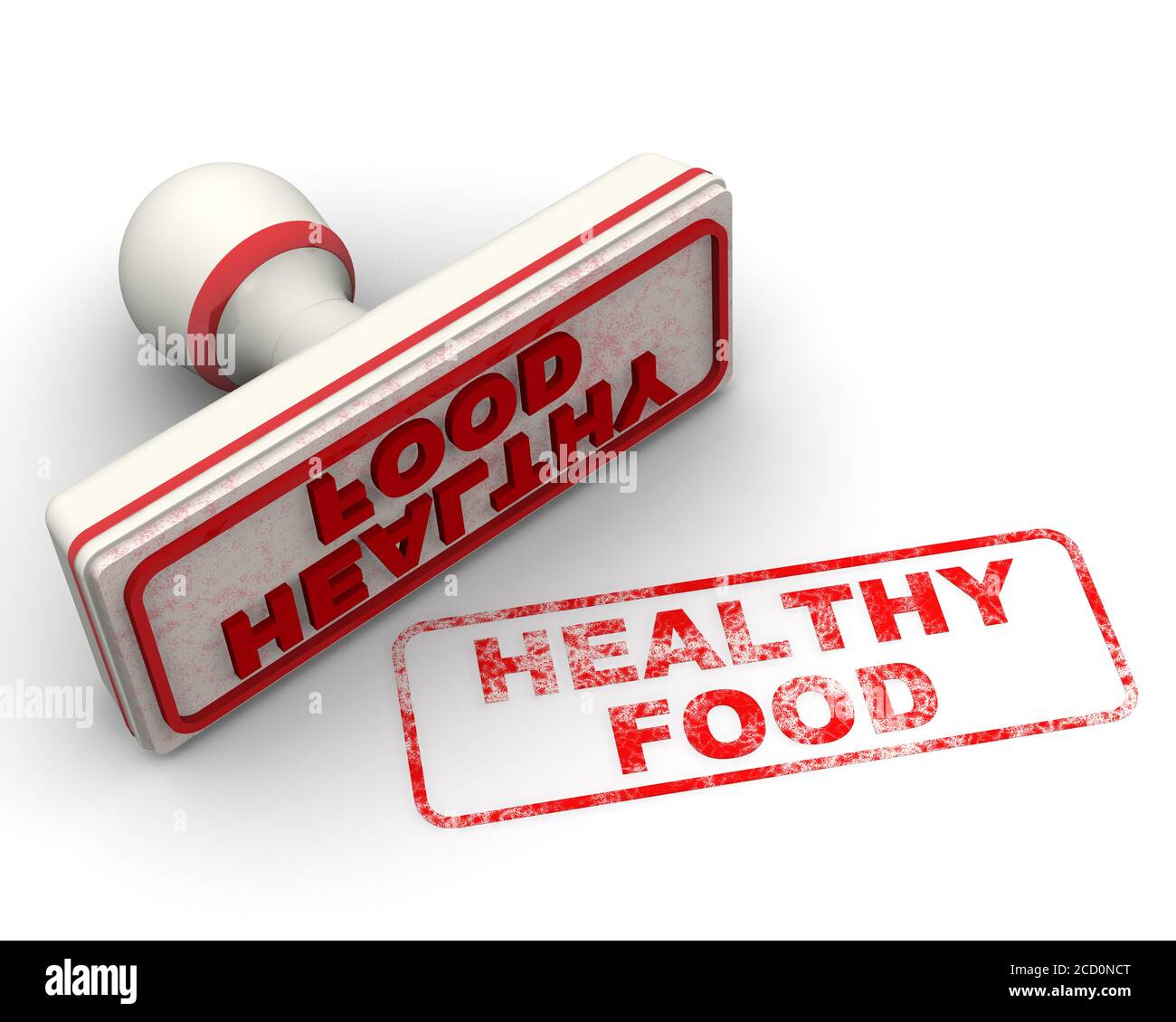 Healthy food. The stamp and an imprint. Red stamp and red print HEALTHY ...
