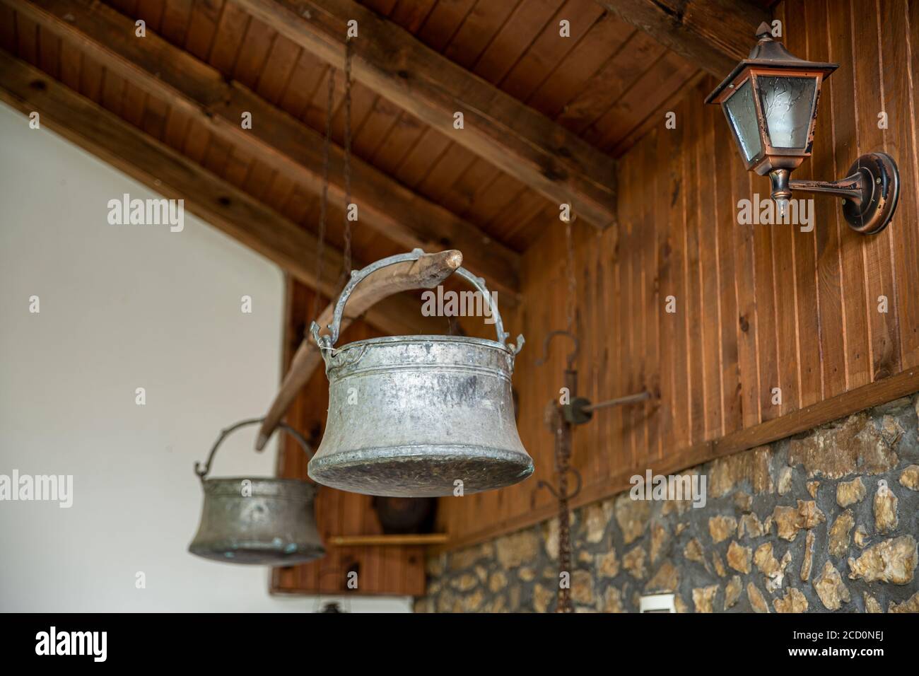 Old metal water buckets - traditional Bulgarian copper water container ...