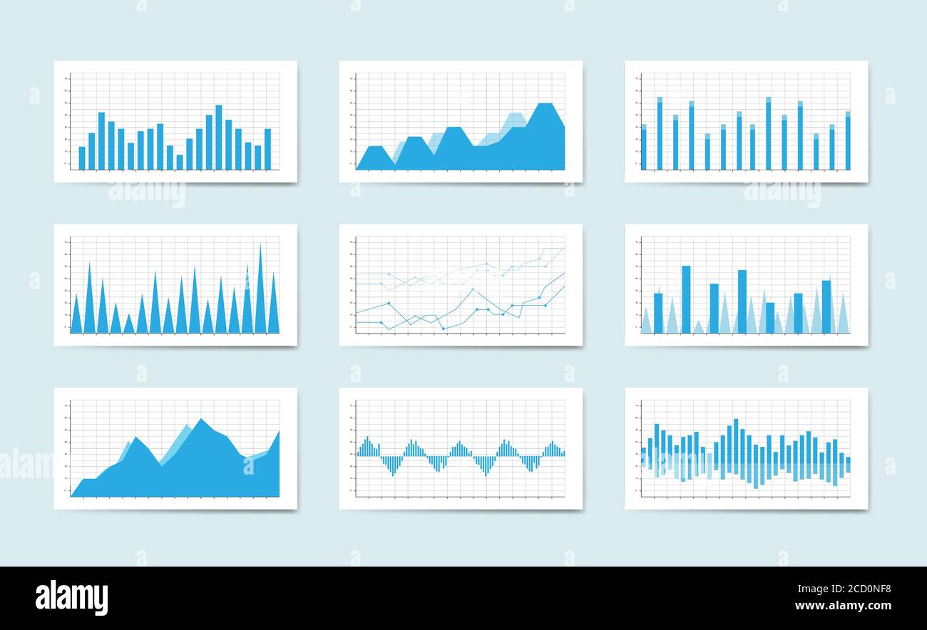 Set Of Graphs On White Background, Data Analysis Vector Illustration ...