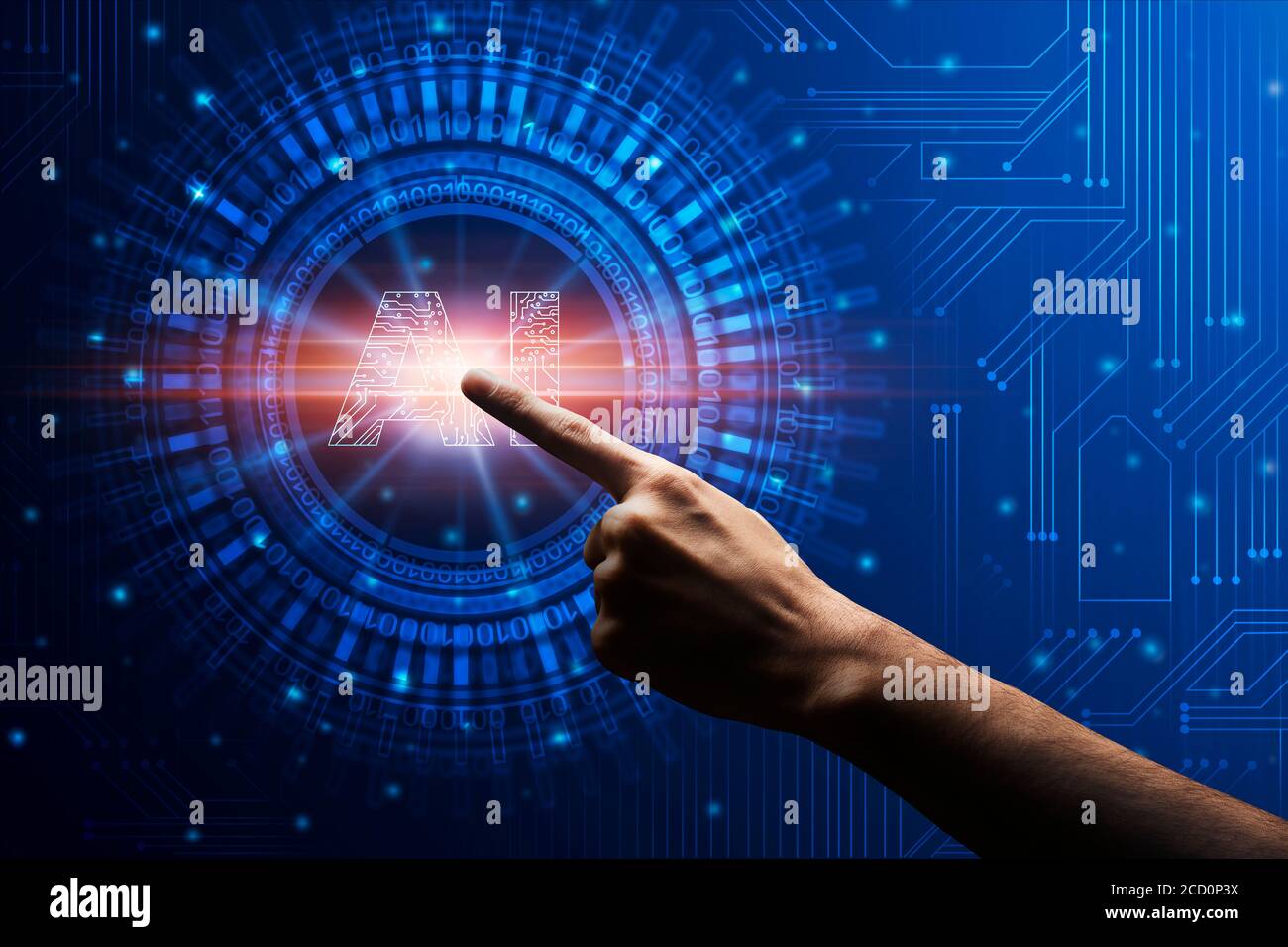 Techno illustration of artificial intelligence in daily life Stock ...