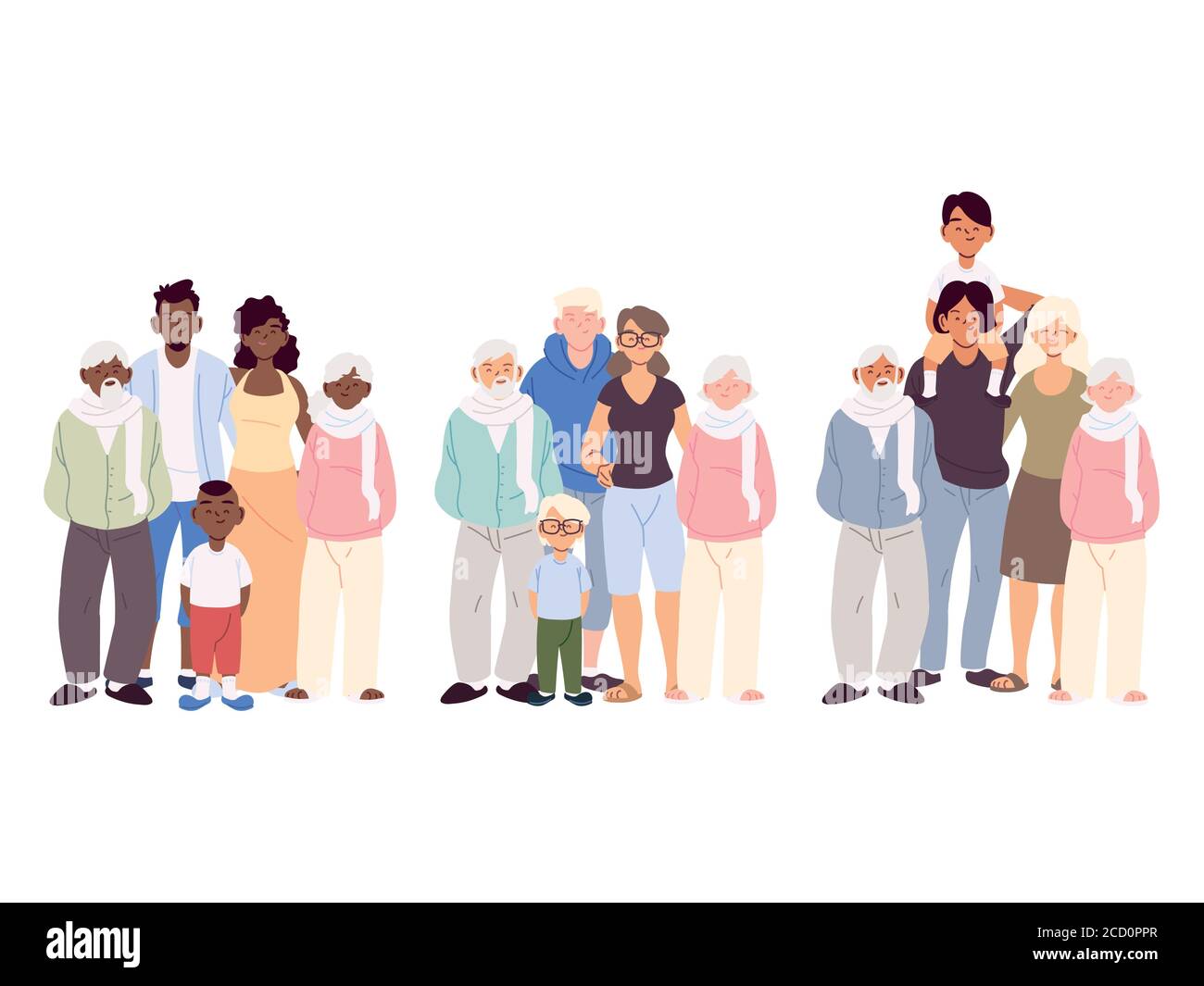 set of families, beautiful families together vector illustration design ...