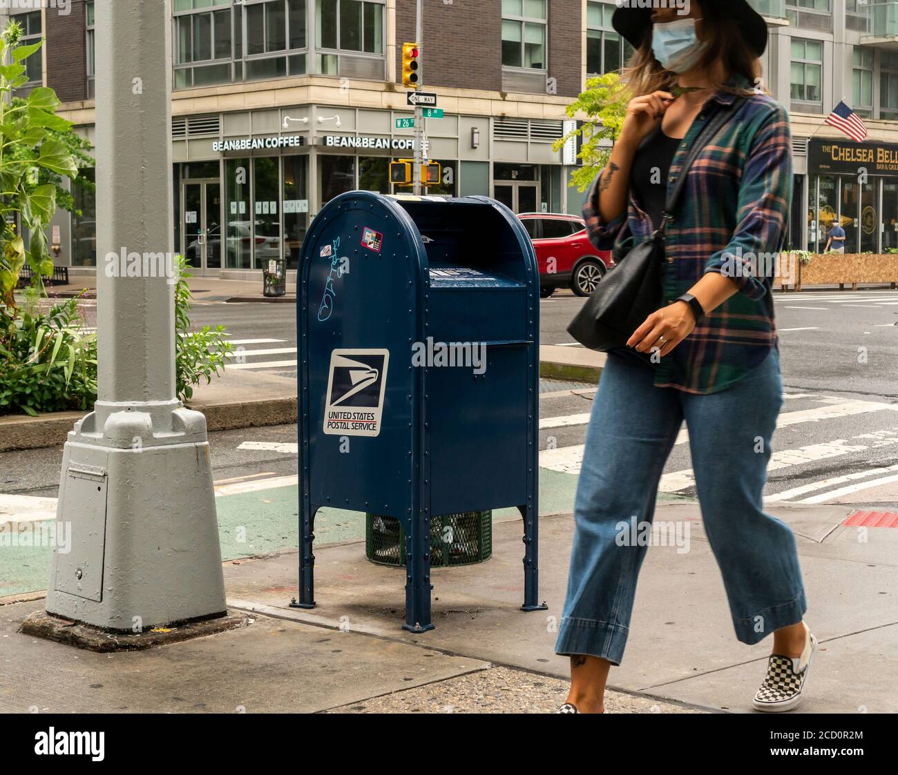 USPS postal collection letterbox in Chelsea in New York on Sunday ...