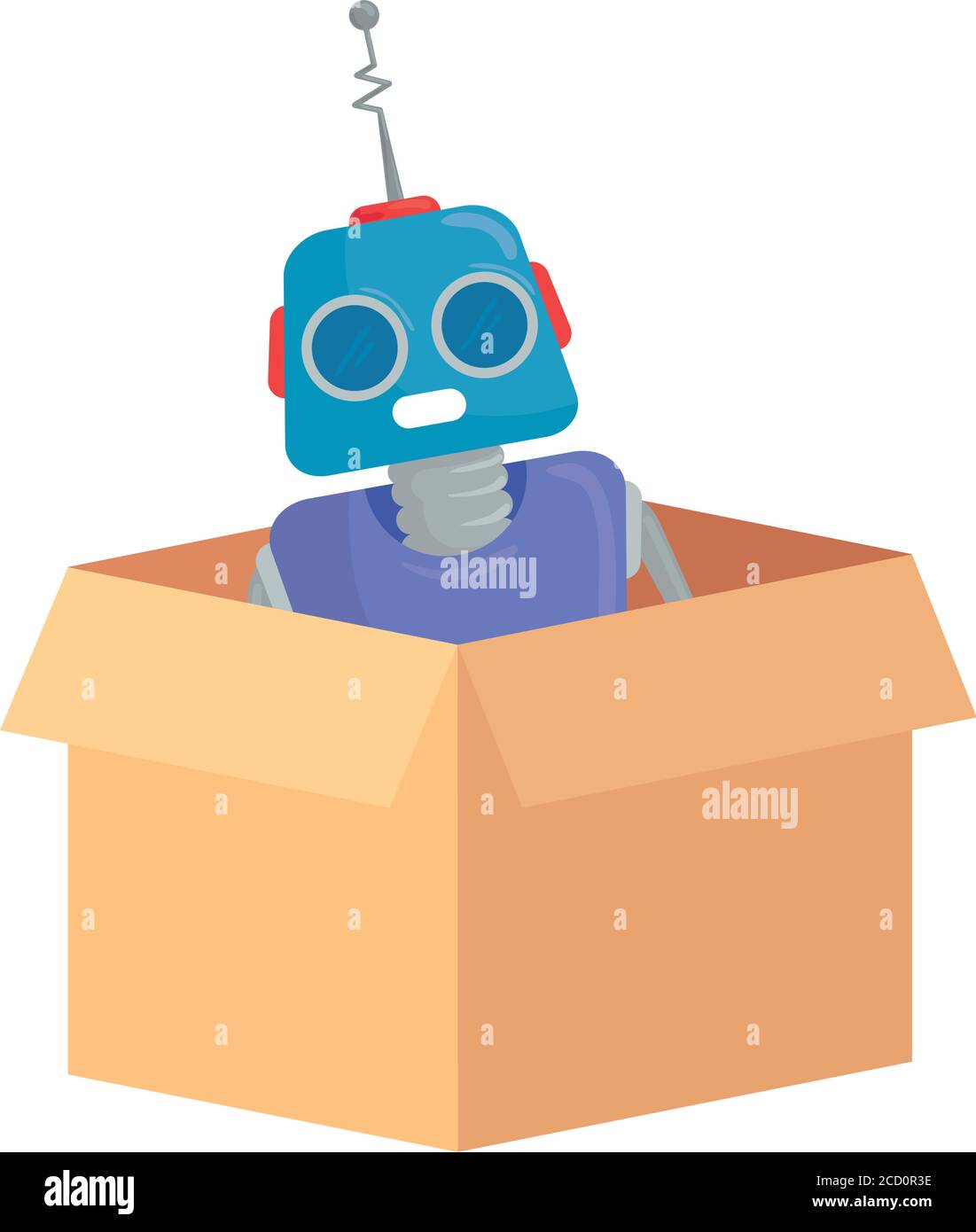 robot toy on box carton, in white background Stock Vector Image & Art ...