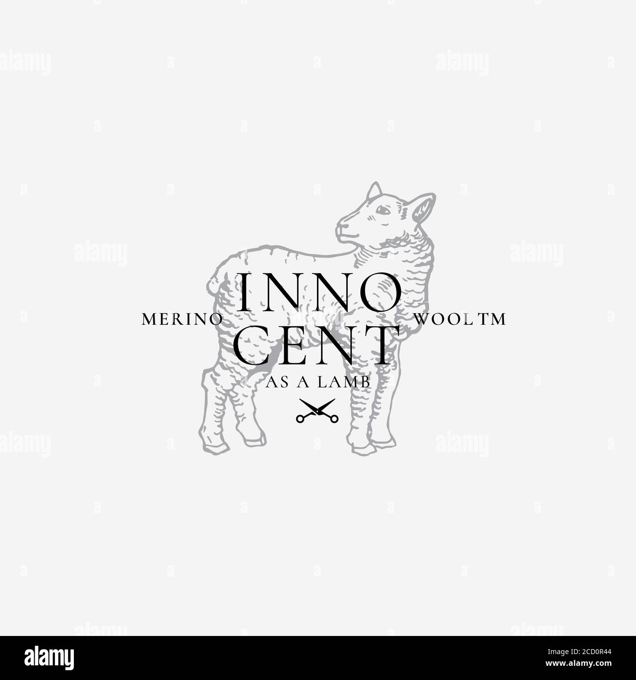 Merino Wool Abstract Vector Sign, Symbol or Logo Template. Hand Drawn ...