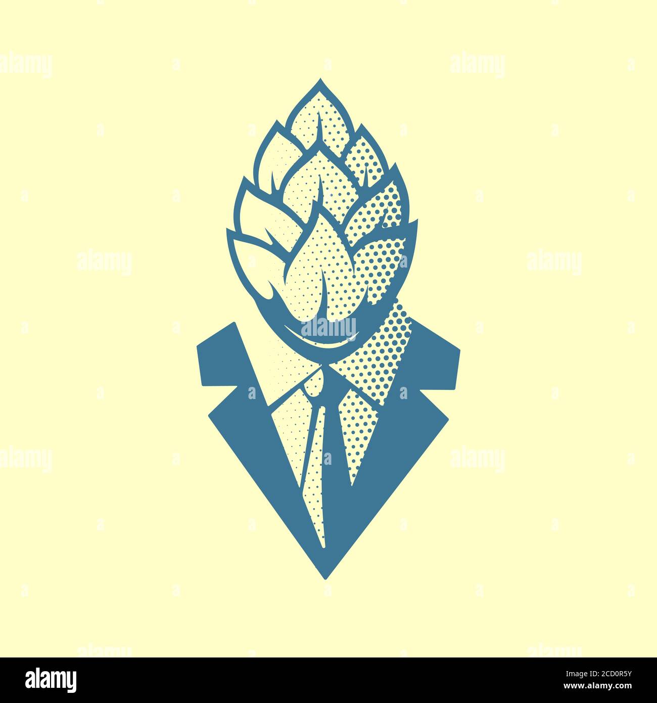 Hop Head Pop Art Style Label, Logo or Illustration. Man in a Suit and ...