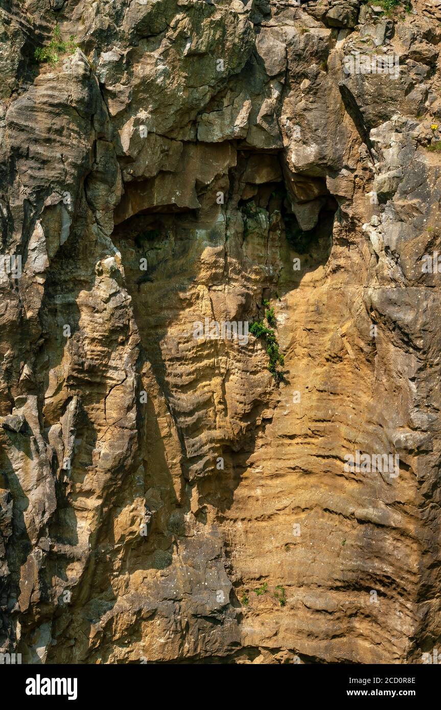 Natural cave system truncated by quarrying at the Dirtlow Pit, Dirtlow ...
