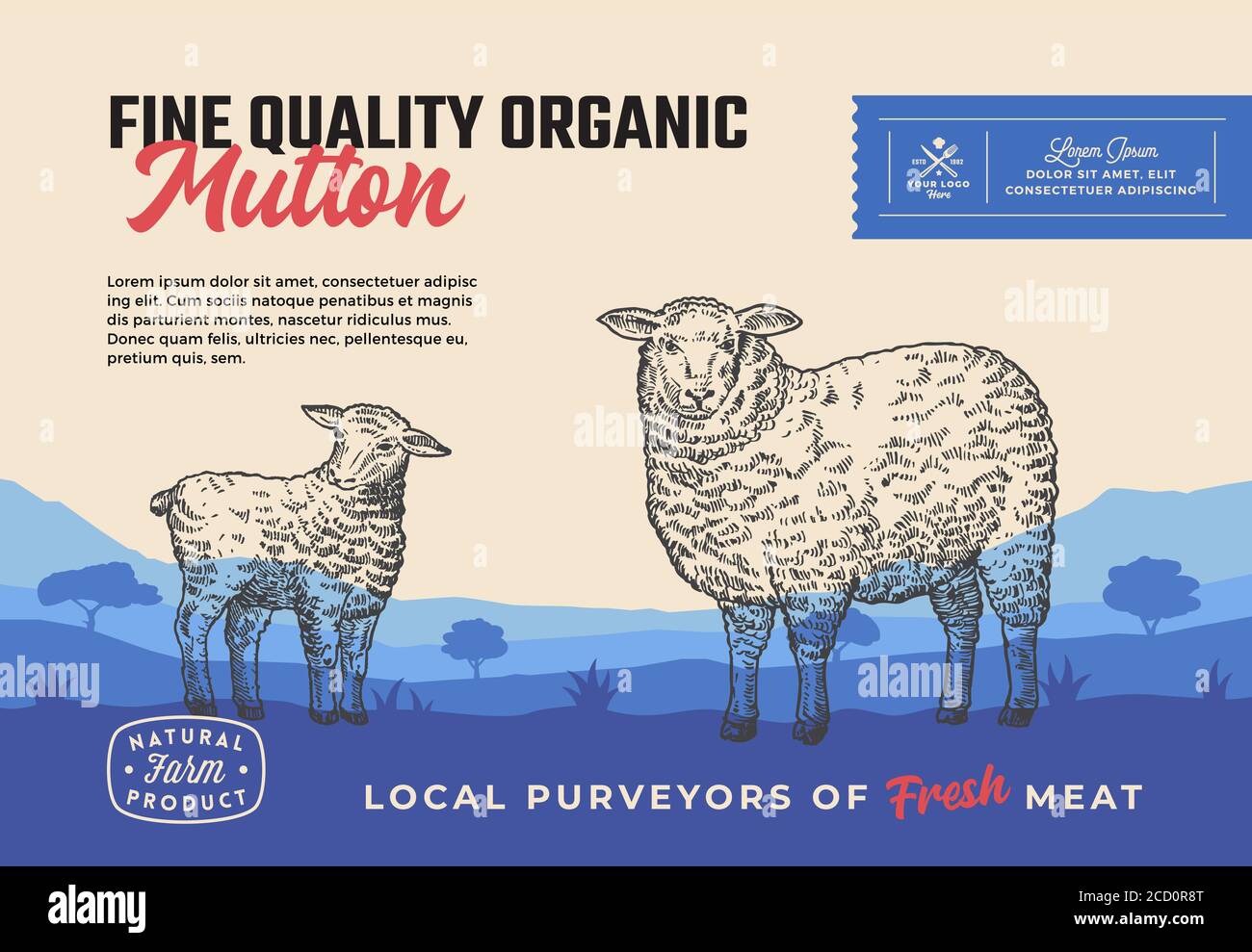 Lamb meat food label lamb Stock Vector Images - Alamy