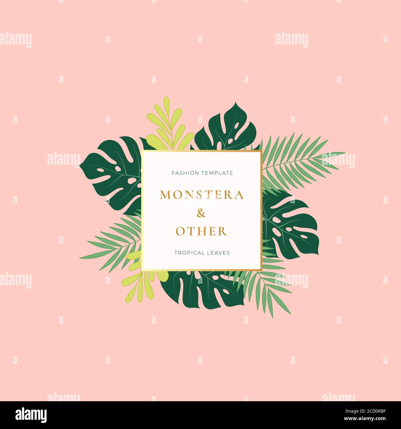 Monstera Palm Tropical Leaves Fashion Sign, Emblem, Card or Logo ...