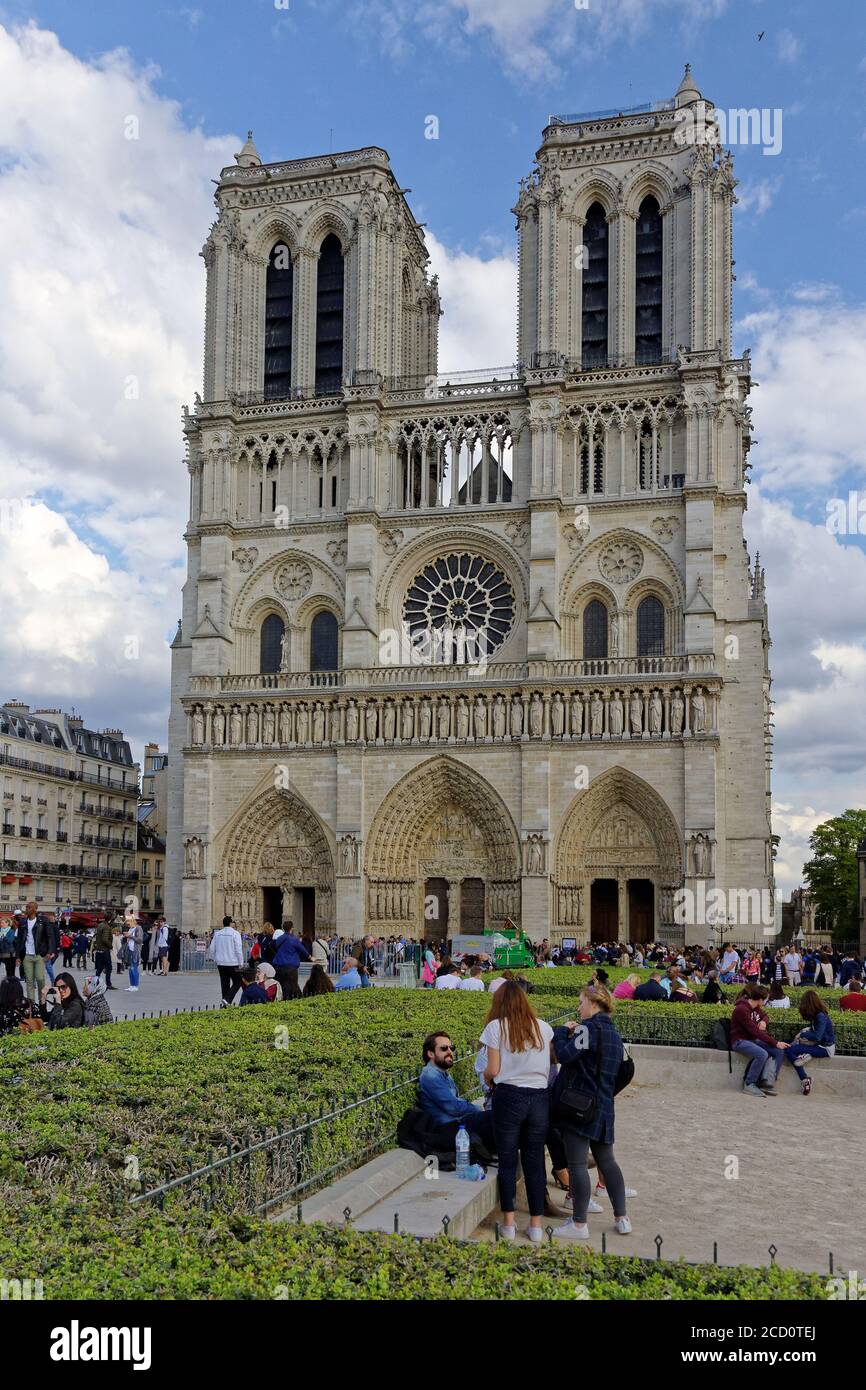 Paris, France,April,2,2017:Gothic Catholic Cathedral Notre-Dame de ...