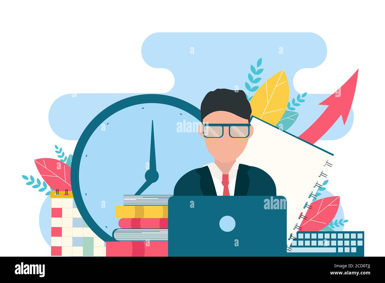 Businessman At Laptop Working Online Over White Background ...
