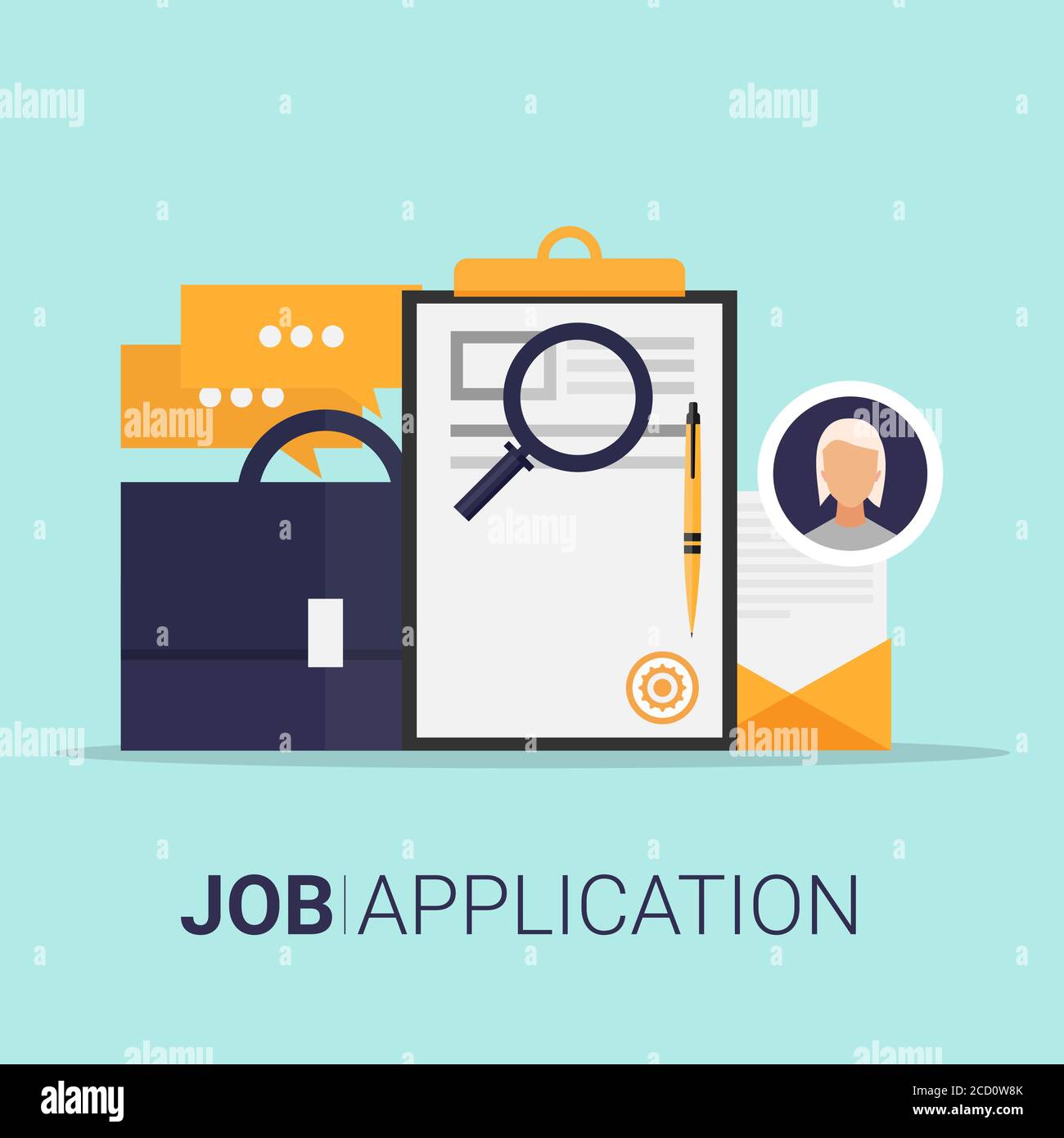 Job Application Letter And Online Messages Over Turquoise Background ...