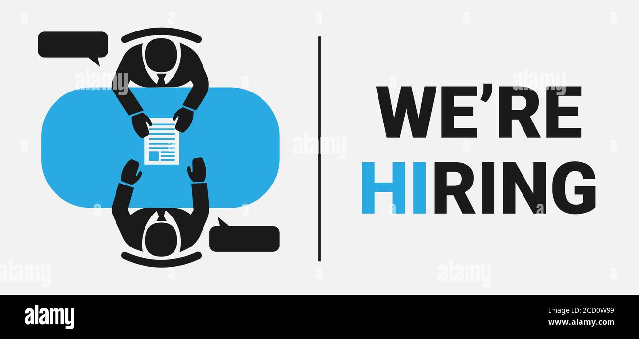 Recruiting Ad With Job Interview And Text, White Background, Vector ...