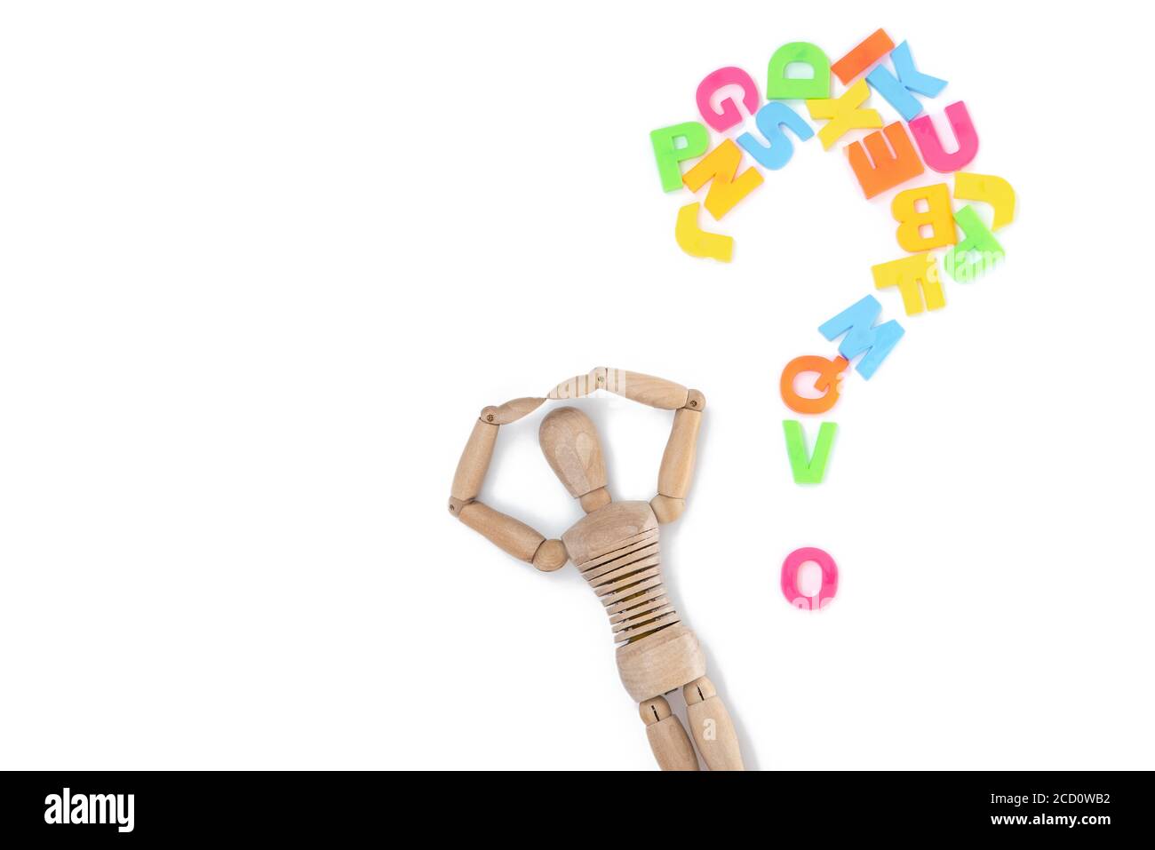 Multicolored letters of the English alphabet in the form of a question ...