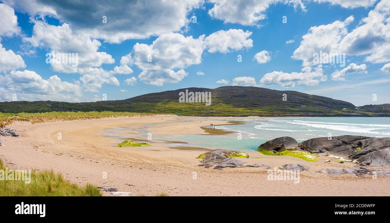 Panoramic of Derrynane Ogham Stone beach, on the Ring of Kerry route ...