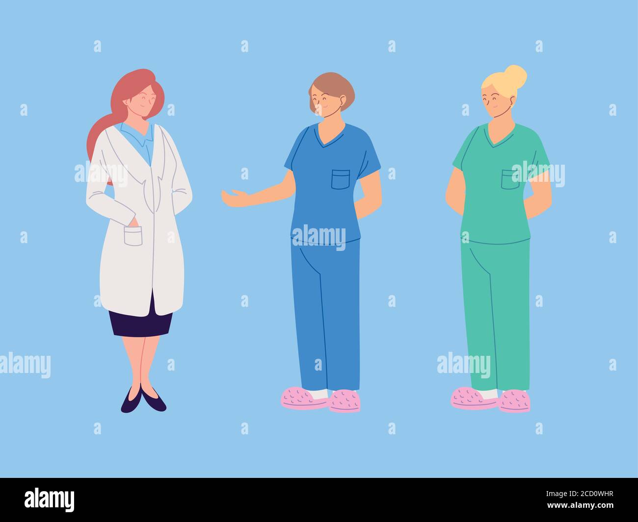 set of female healthcare workers, doctors and nurses vector ...