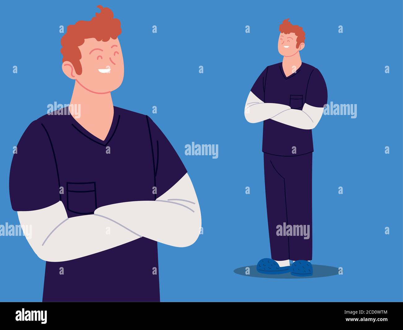 male nurse in uniform, health worker in different poses vector ...