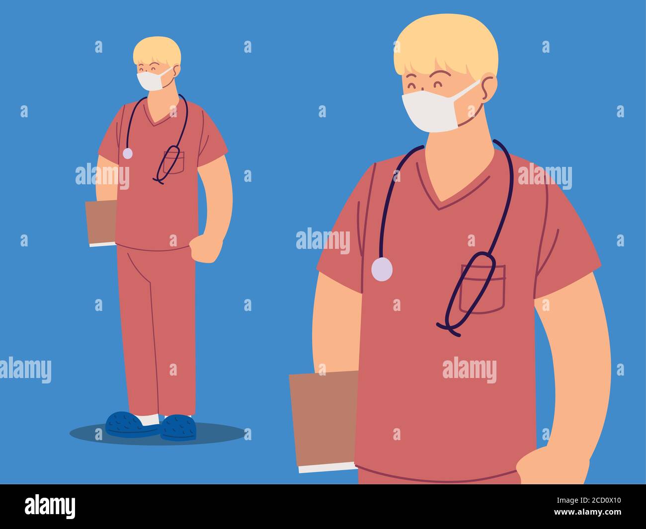 man nurse in uniform, health worker in different poses vector ...