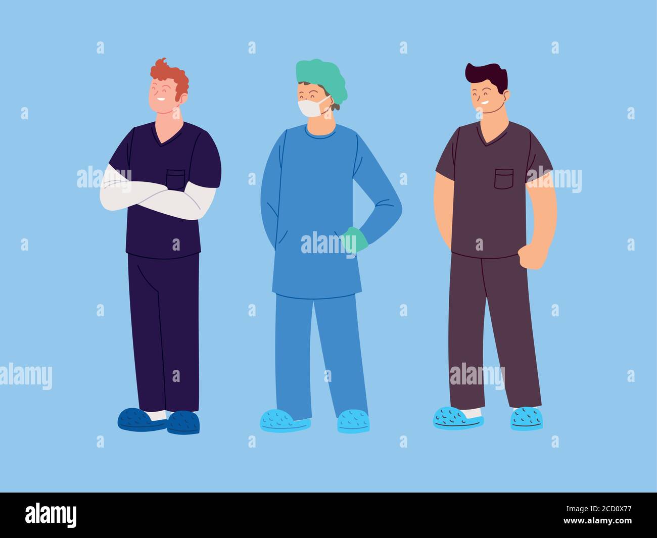 set of male health workers nurses vector illustration design Stock ...