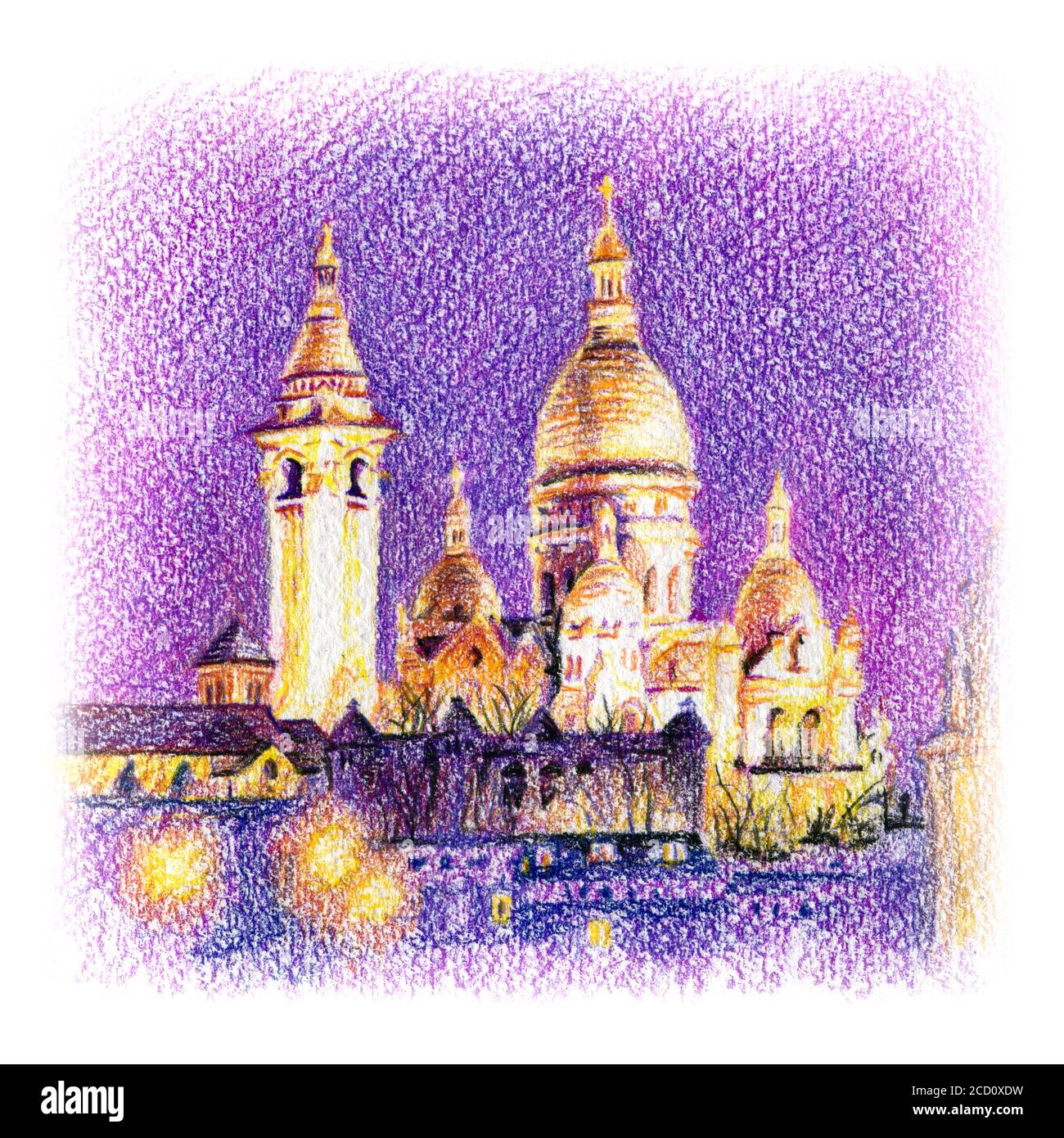 Urban sketch of Basilica of the Sacred Heart of Paris, Paris, France ...