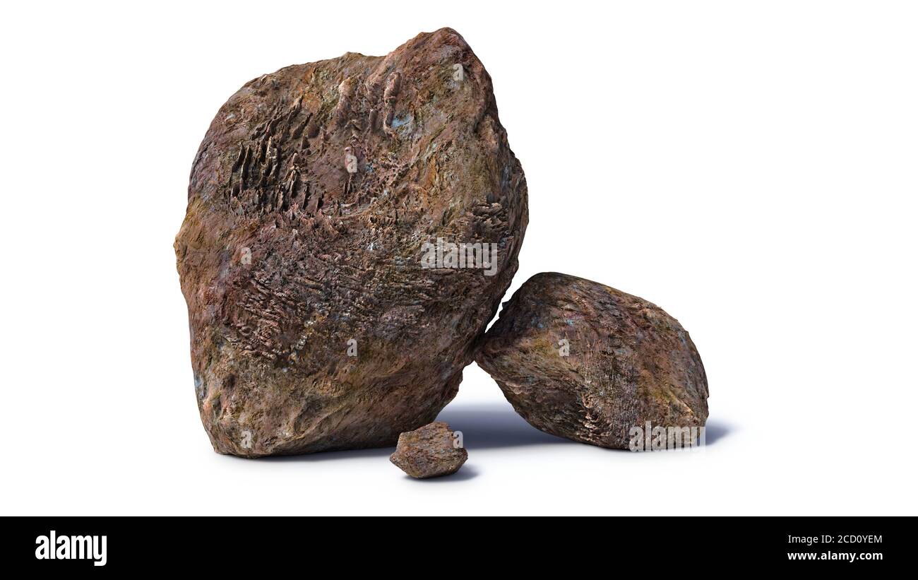 group of rocks isolated with shadow on white background Stock Photo - Alamy