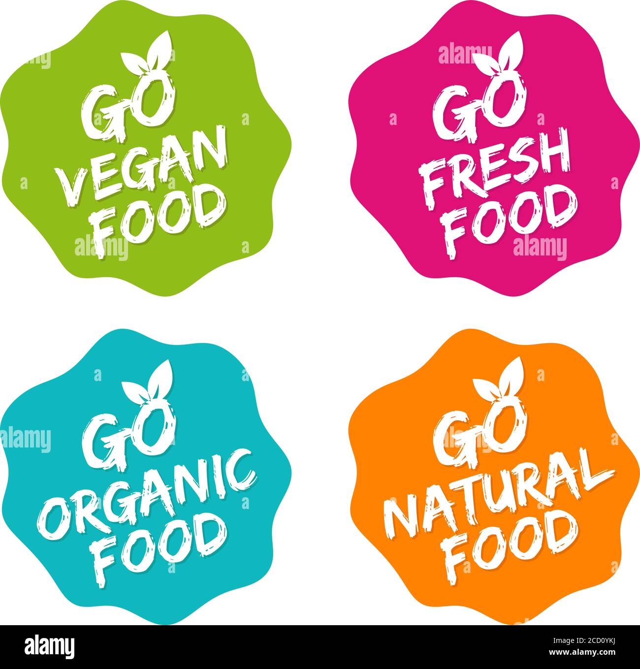 Set of Food Badges. Vegan, Organic, Natural and Fresh Food. Vector hand ...