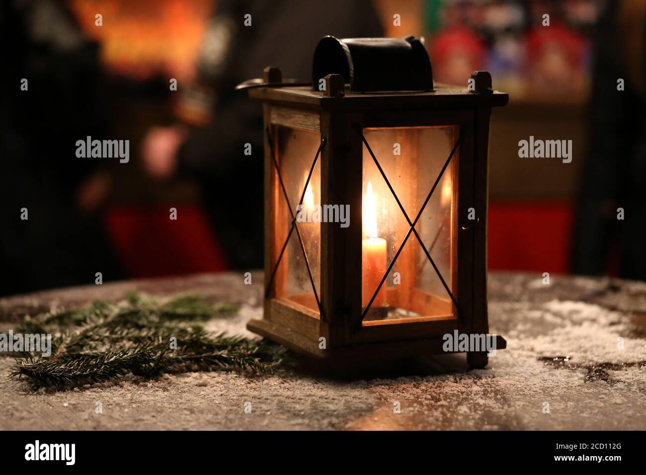 Beautiful Christmas scene with an old lantern Stock Photo - Alamy