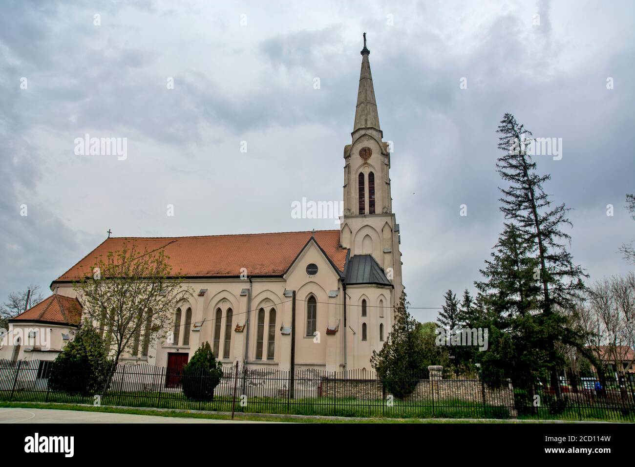 Catholic in Ivanovo, Serbia. View of a beautiful building from the side ...