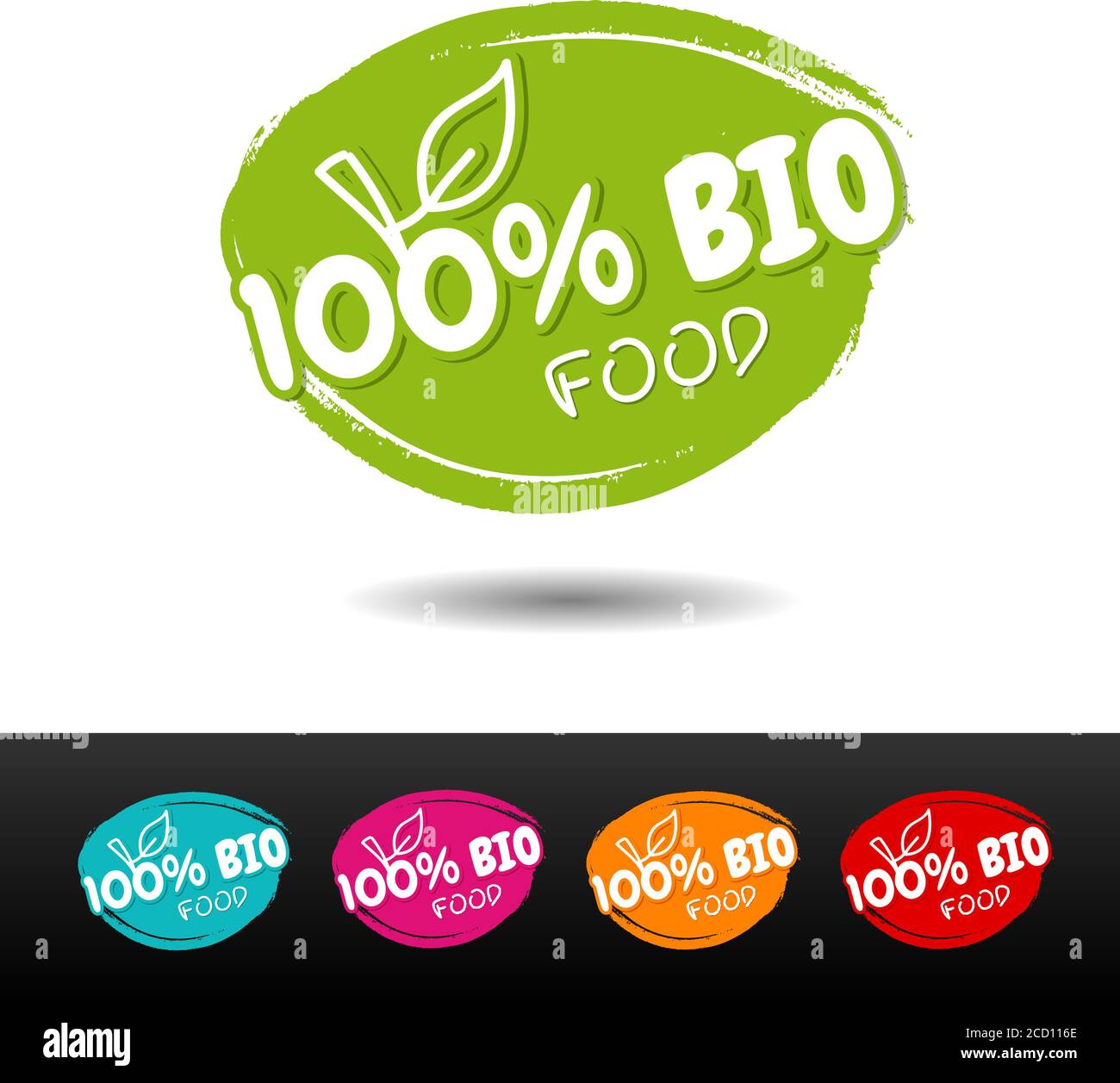 Set of 100% Bio food badges. Vector hand drawn labels Stock Vector ...