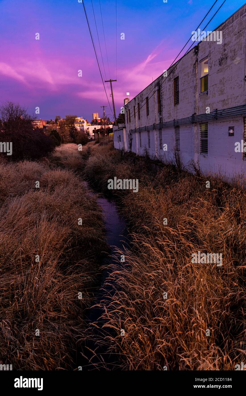 Palouse River,Sunset, Pullman Downtown, WA Stock Photo - Alamy