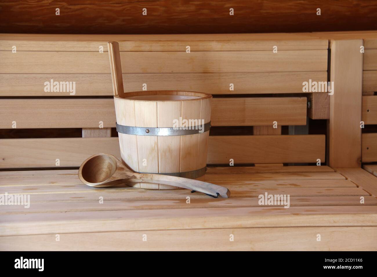 Closeup of Finnish wooden sauna bucket Stock Photo - Alamy