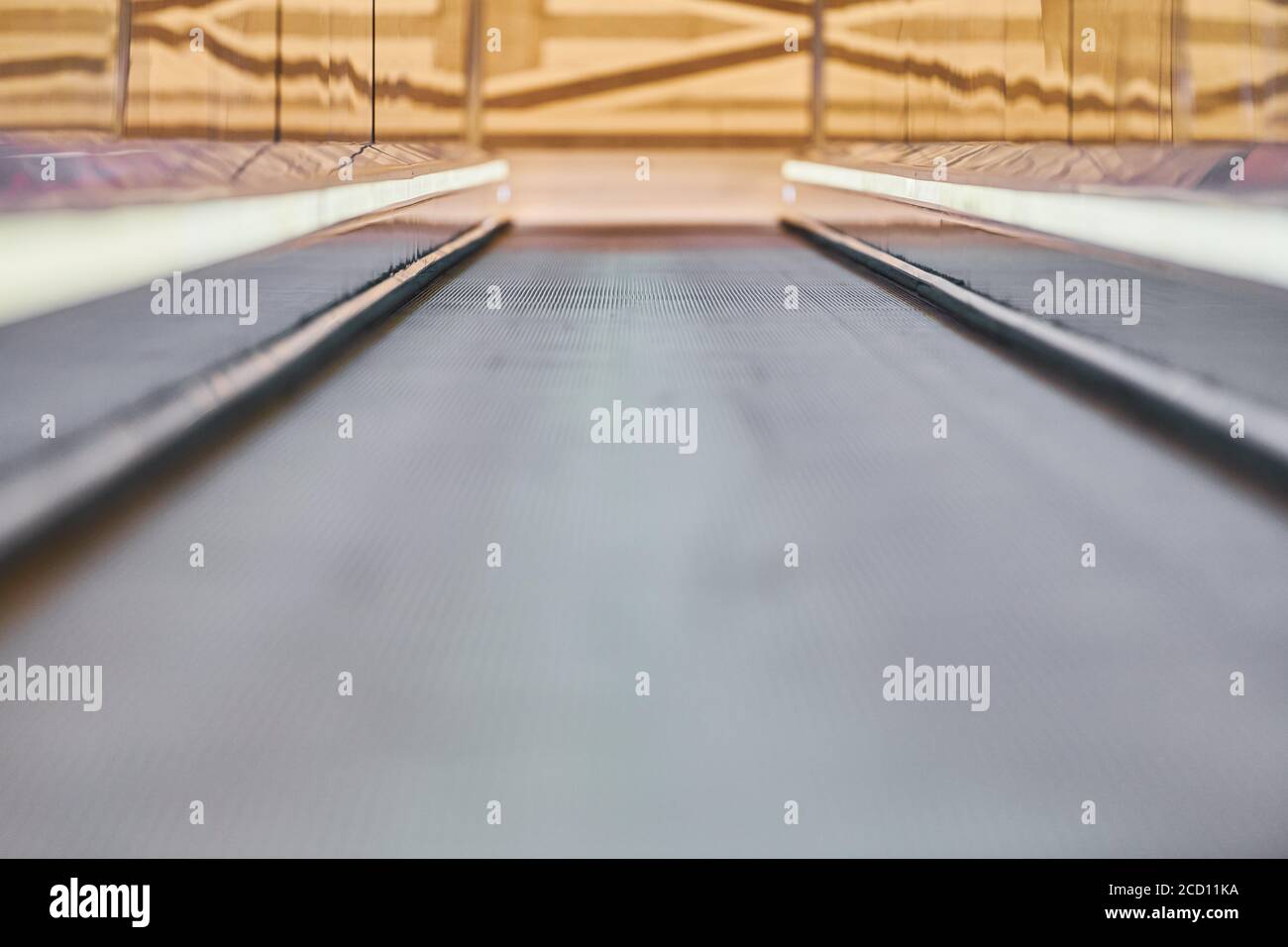 Moving walkway in shopping center. Horizontal slow-moving conveyor ...