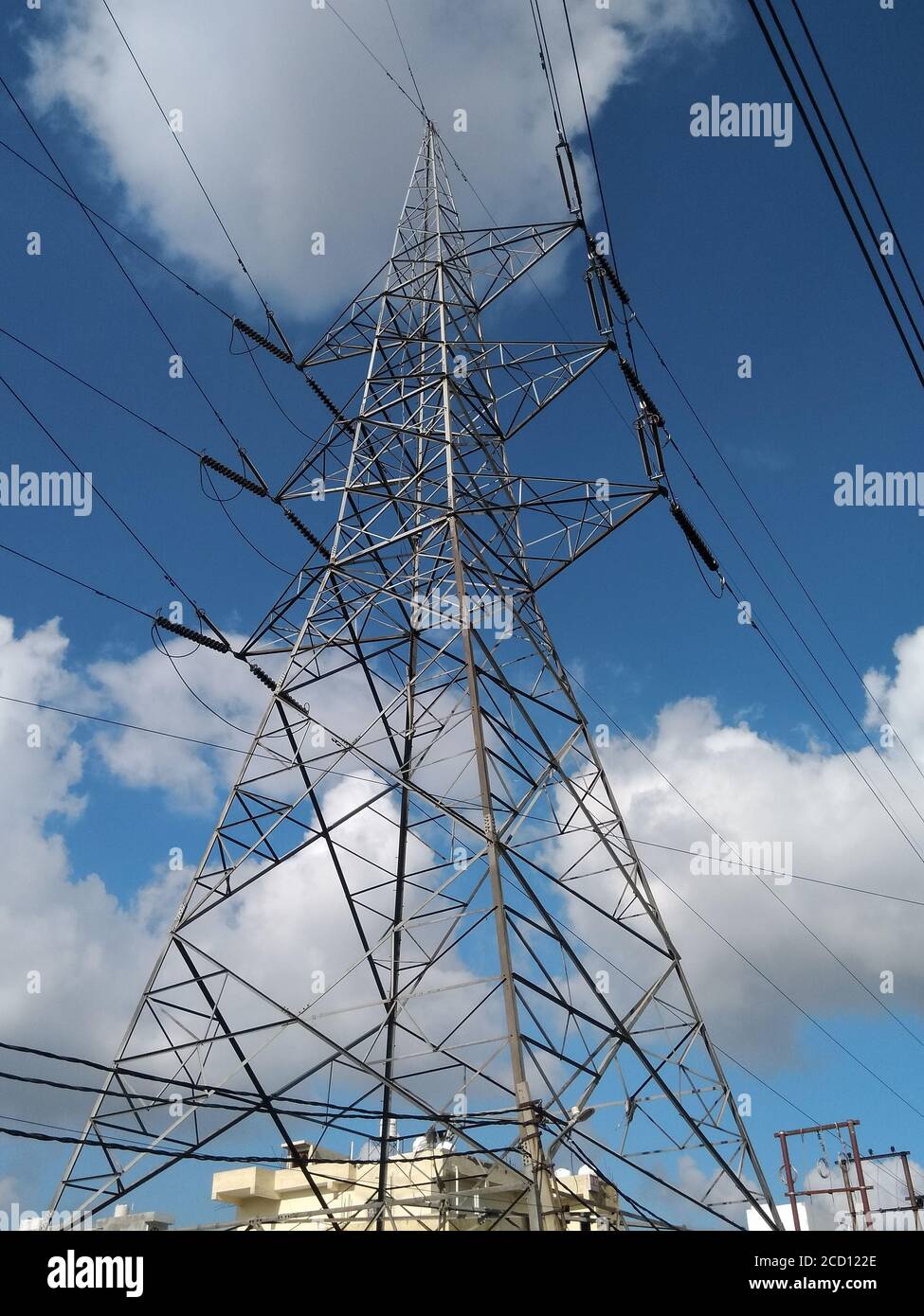 A picture of electric tower with sky background Stock Photo - Alamy