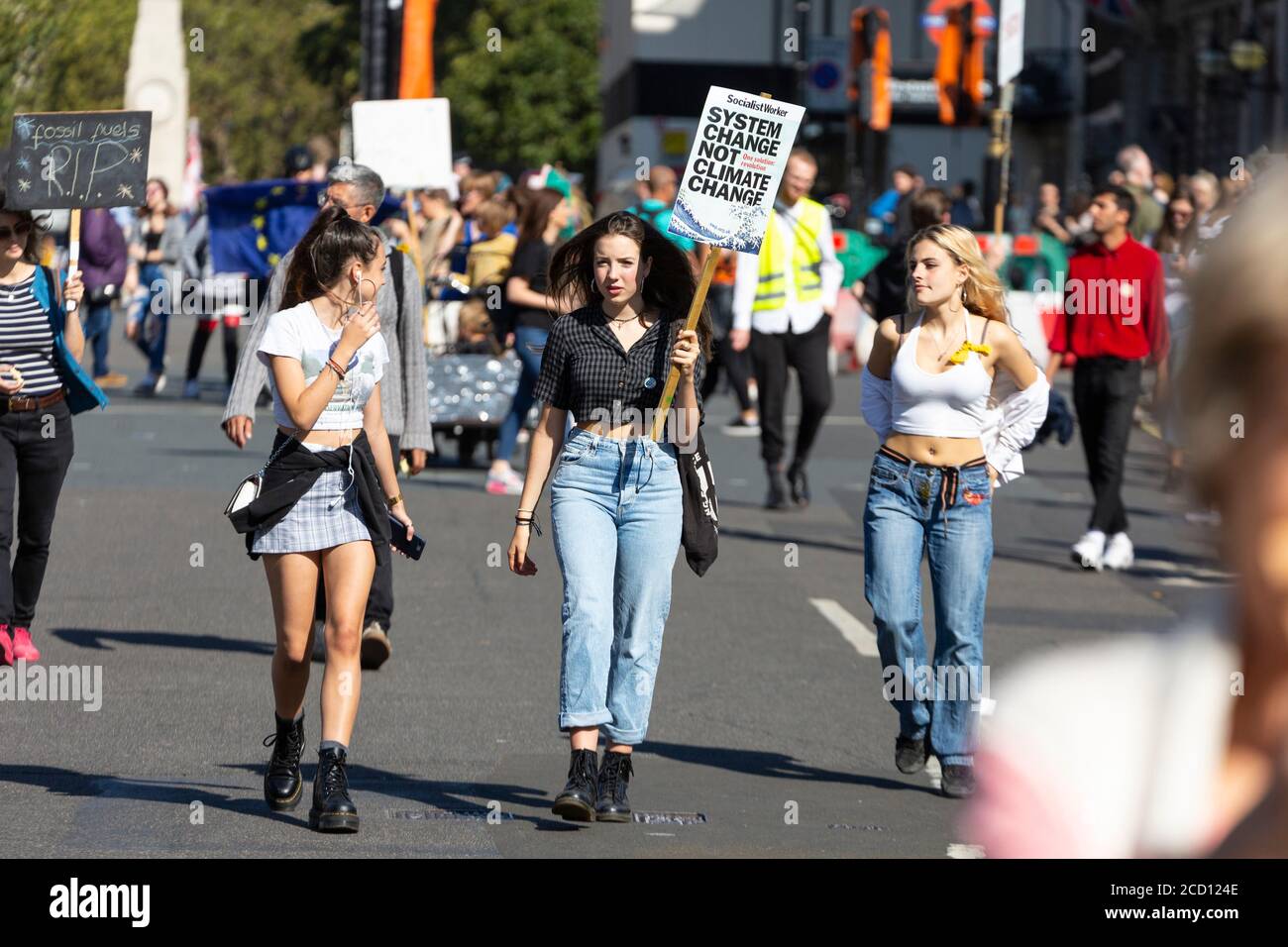 Three female protesters hi-res stock photography and images - Alamy