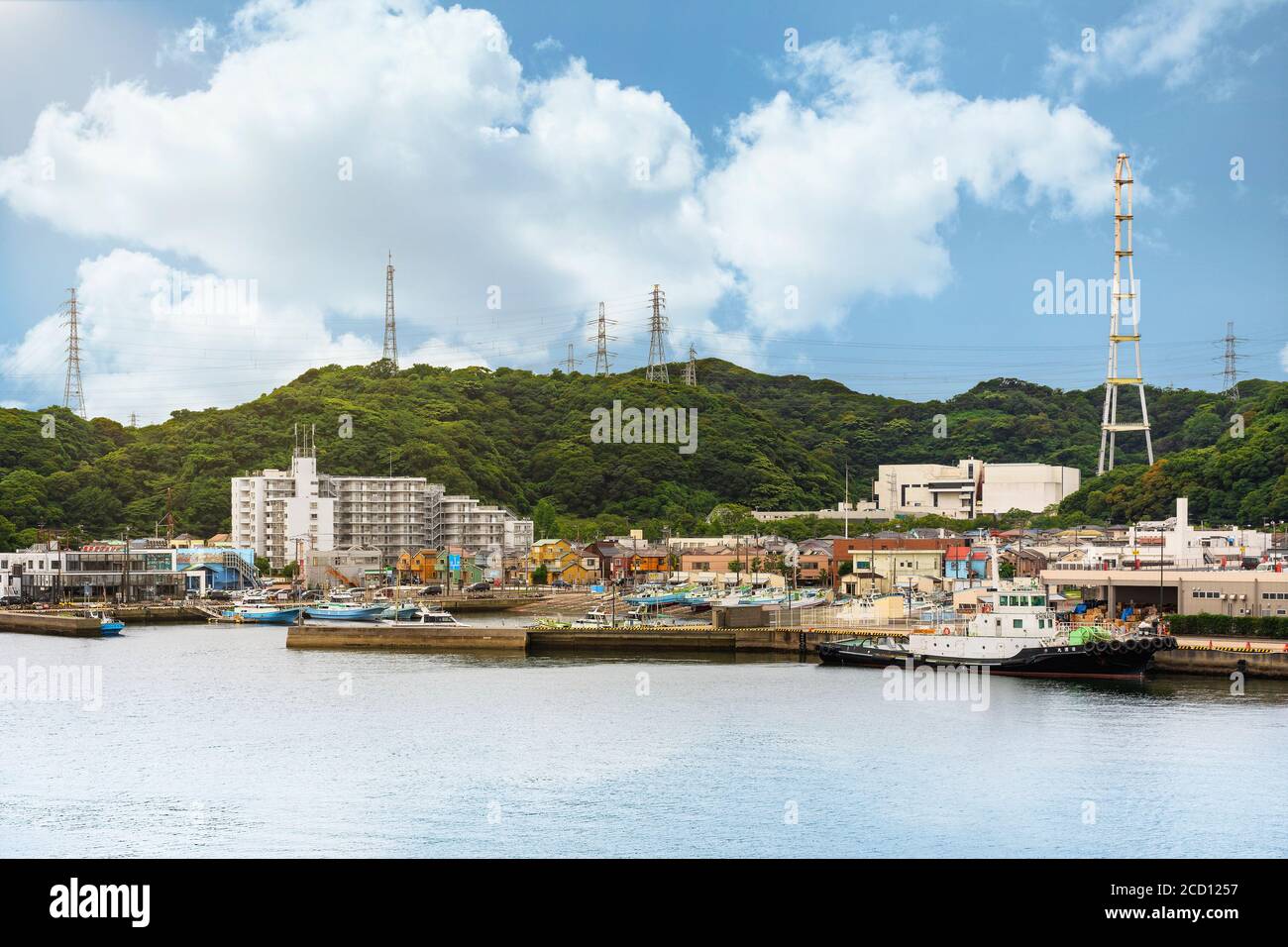 kanagawa, japan - july 18 2020: Tugboats and fishing boats moored to ...