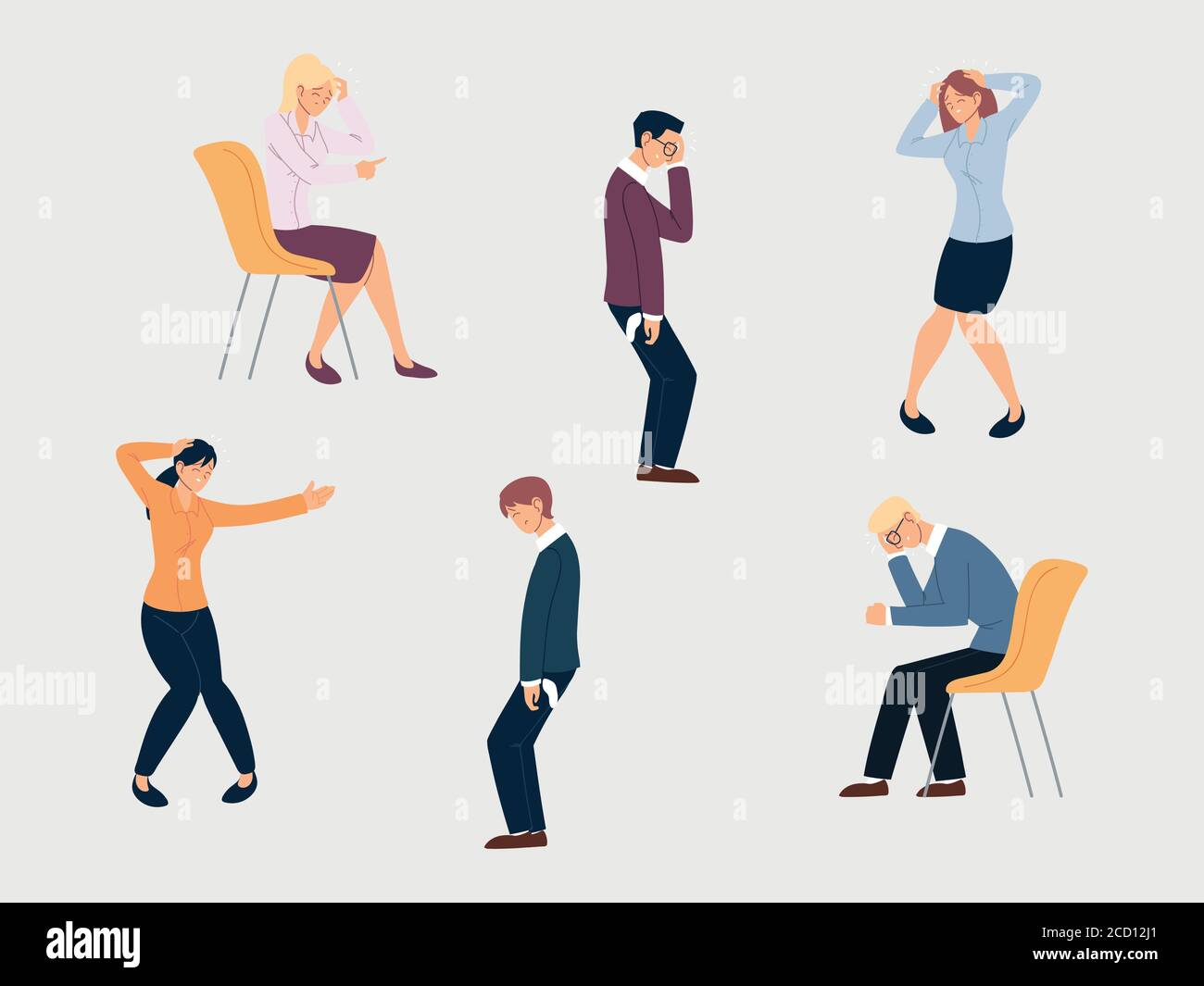 business people in different poses, financial problems vector ...