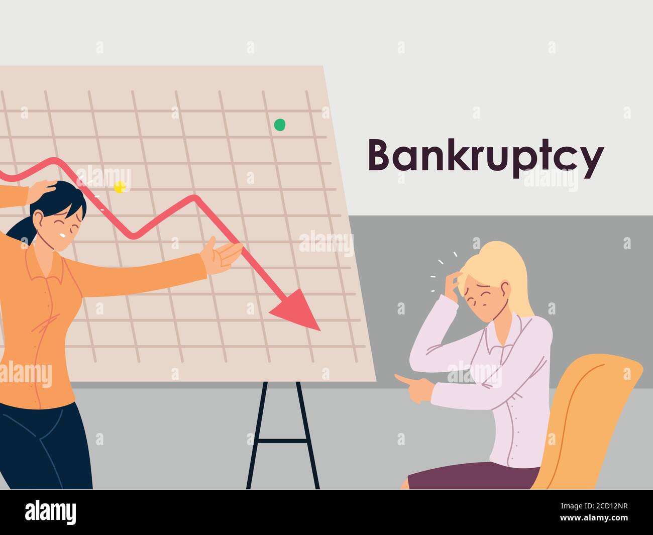 businesswomen in the office, financial crisis or economic problem ...