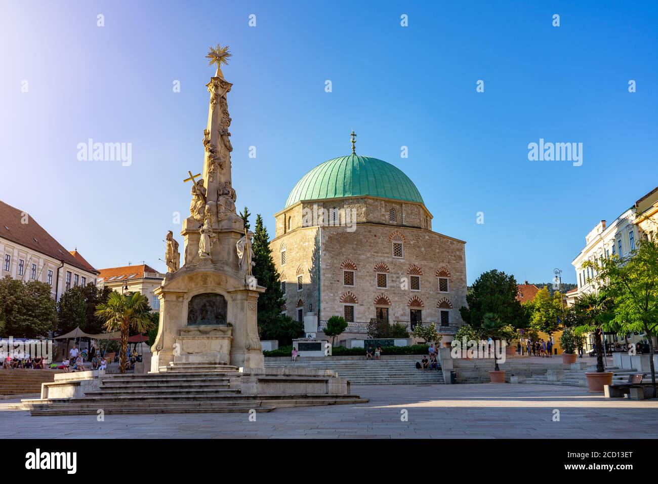 Pecs, Hungary - 21.08.2020: the beautiful main square of Pecs Hungary ...