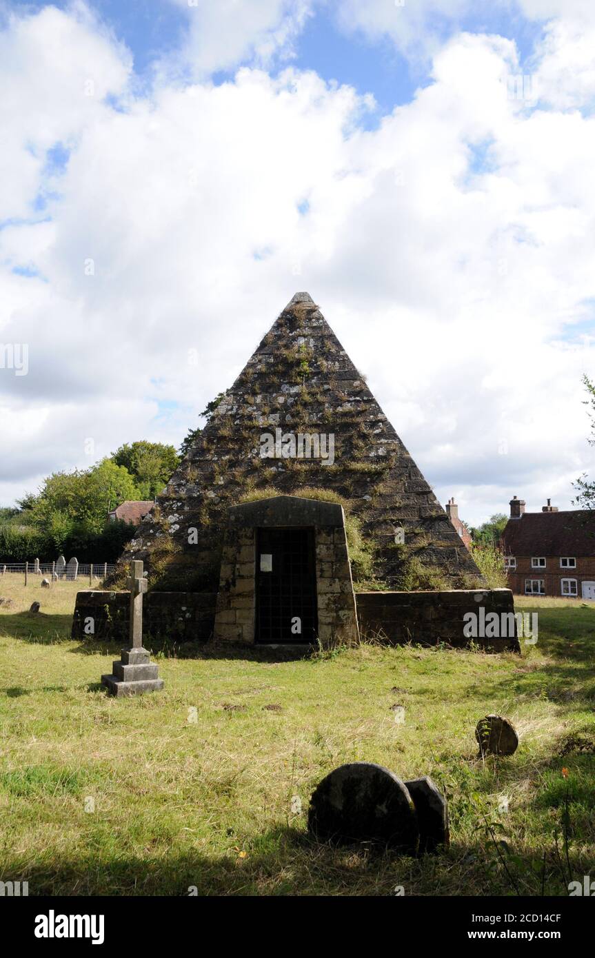 The 25 foot high Pyramid stands in the churchyard of Brightling Church ...