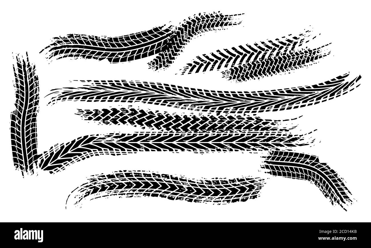 Tire tracks marks background in black and white style Vector Stock ...