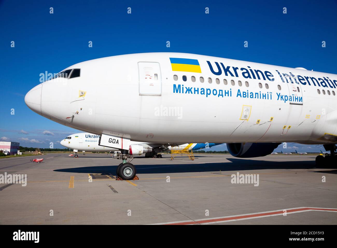 Ukraine, Kyiv - August 13, 2020: a passenger plane at the Boryspil ...