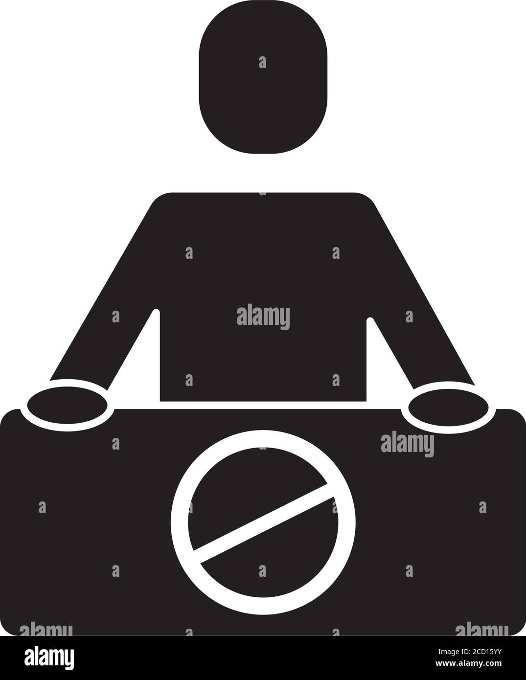 man protesting with banner stop signal silhouette style icon vector ...