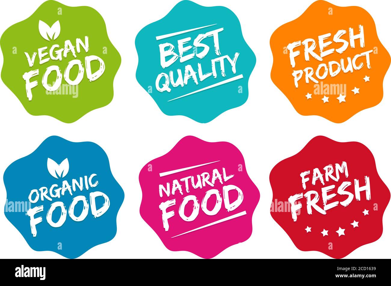 Colorful Eco Food Labels. Vector Illustration Collection Stock Vector ...