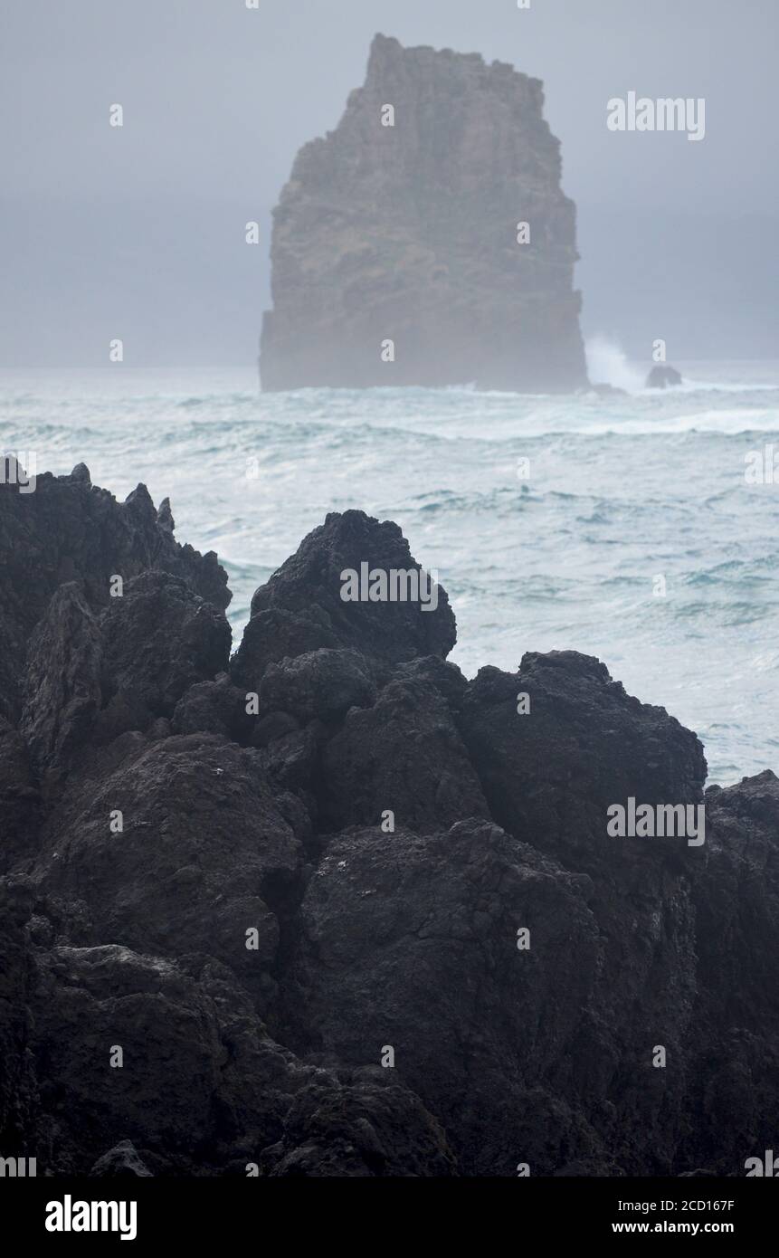 Stormy weather and sea swell in the Faial-Pico Channel, Azores islands ...