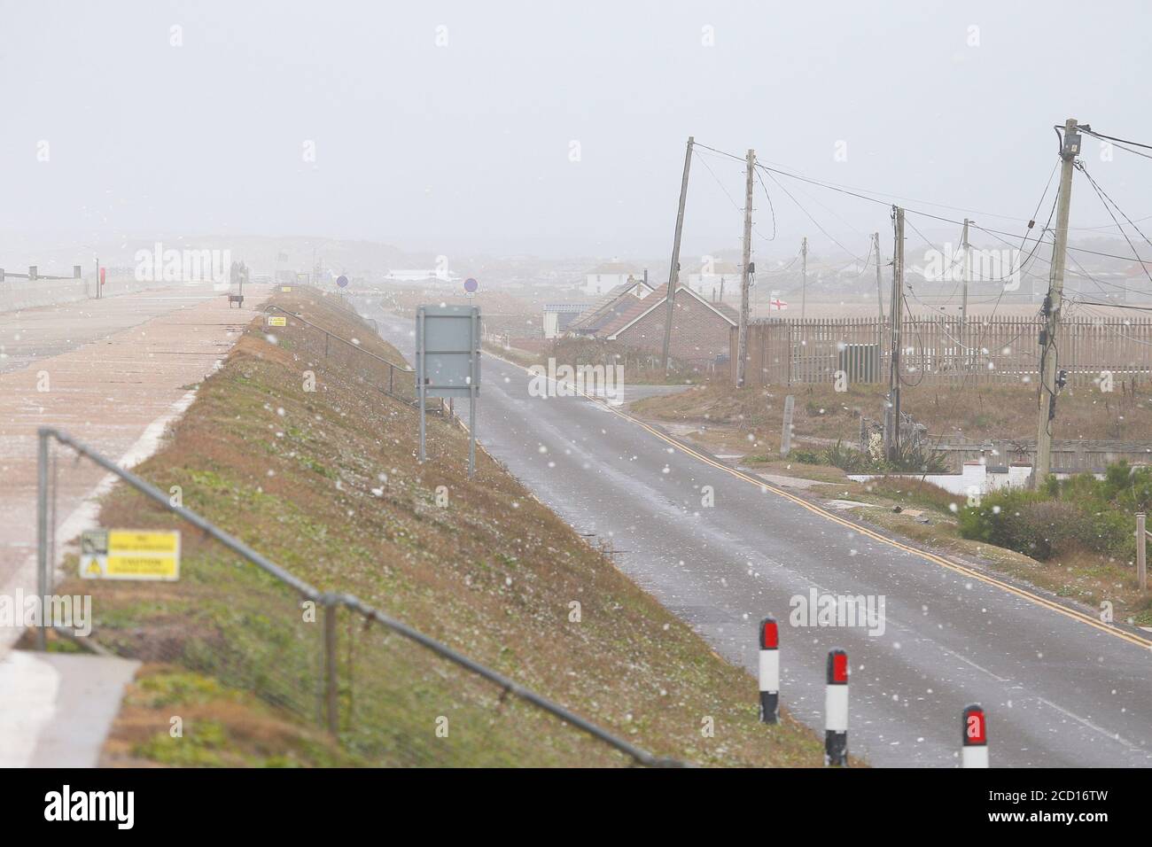 Camber, East Sussex, UK. 25 Aug, 2020. UK Weather: Total whiteout at ...