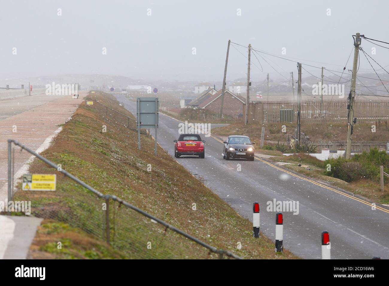 Camber, East Sussex, UK. 25 Aug, 2020. UK Weather: Total whiteout at ...