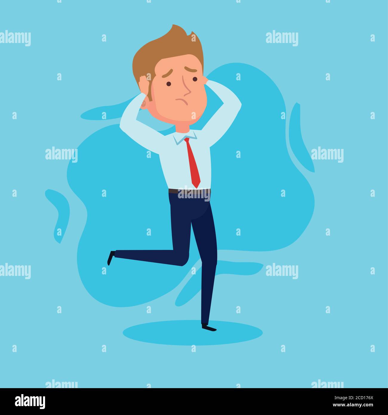elegant businessman worried running, in blue background Stock Vector ...