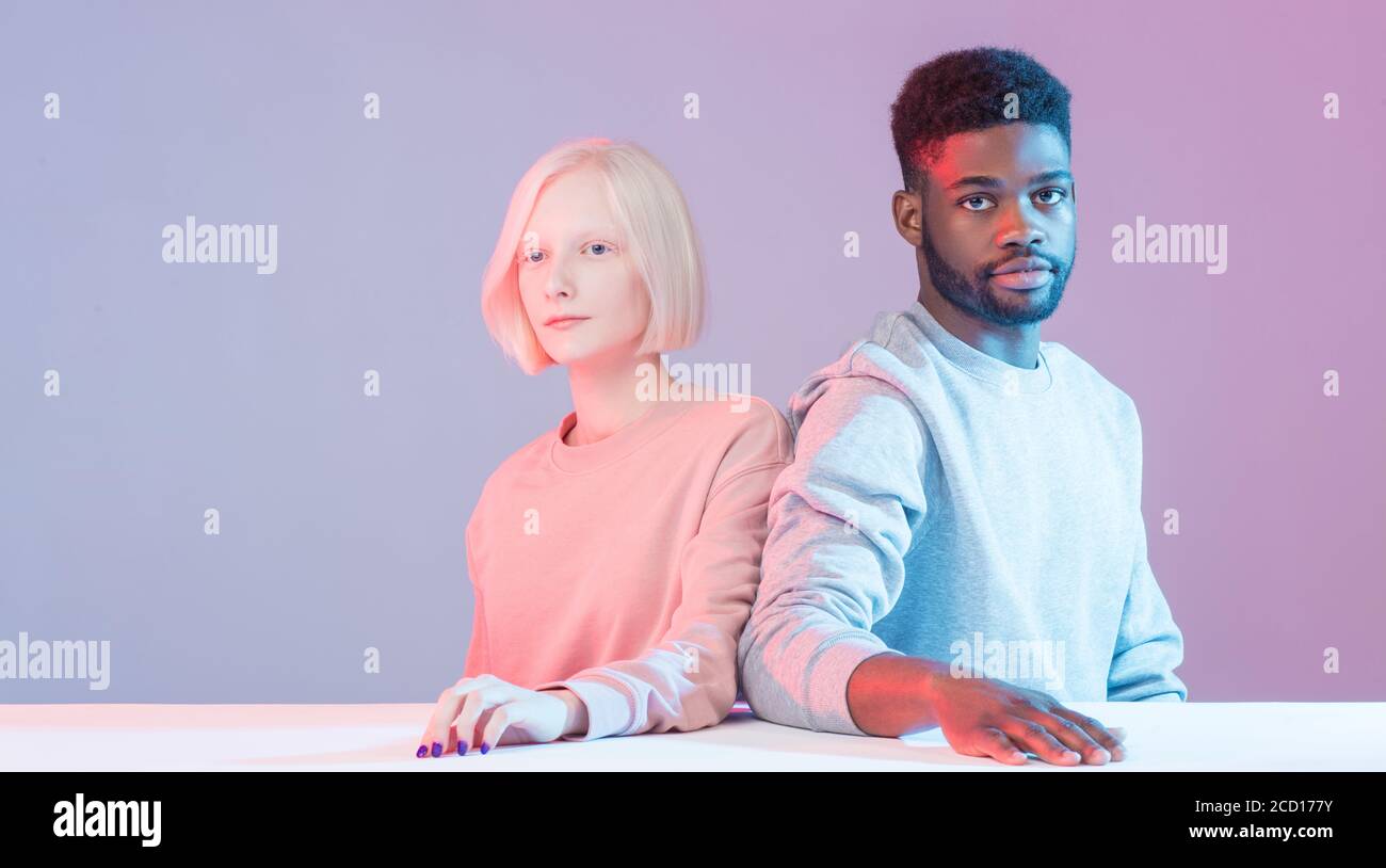 young people without emotions,attractive girl and man are members of ...