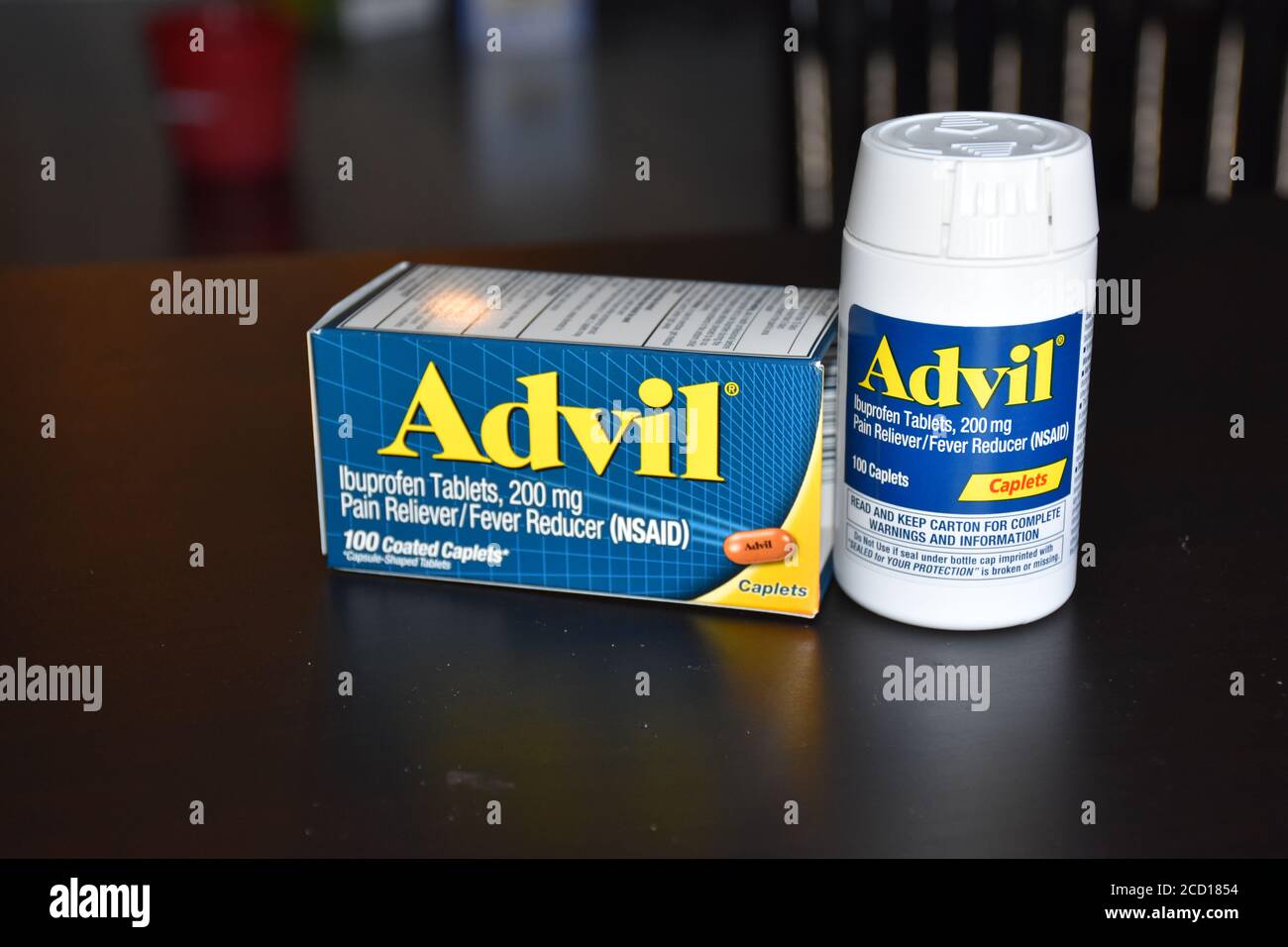 San Antonio, Texas/USA - August 25, 2020:A bottle of Advil over the ...